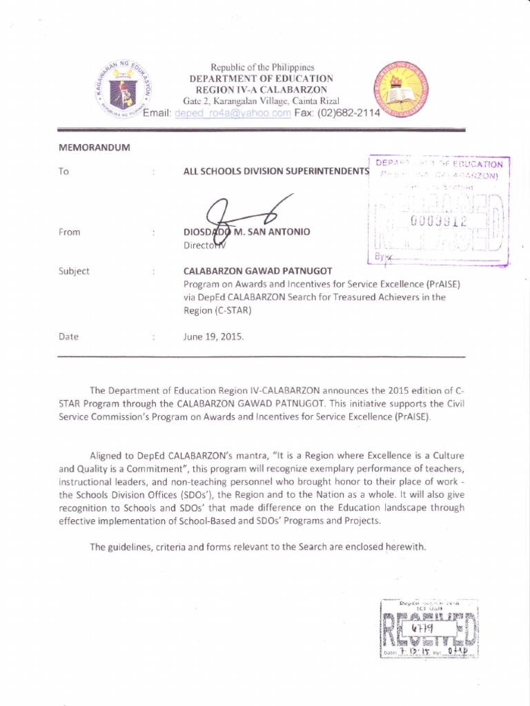 Gawad Patnugot Memorandum-6779 | PDF | Curriculum | Educational Assessment