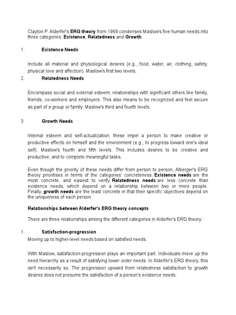 ERG Theory | PDF | Motivation | Motivational