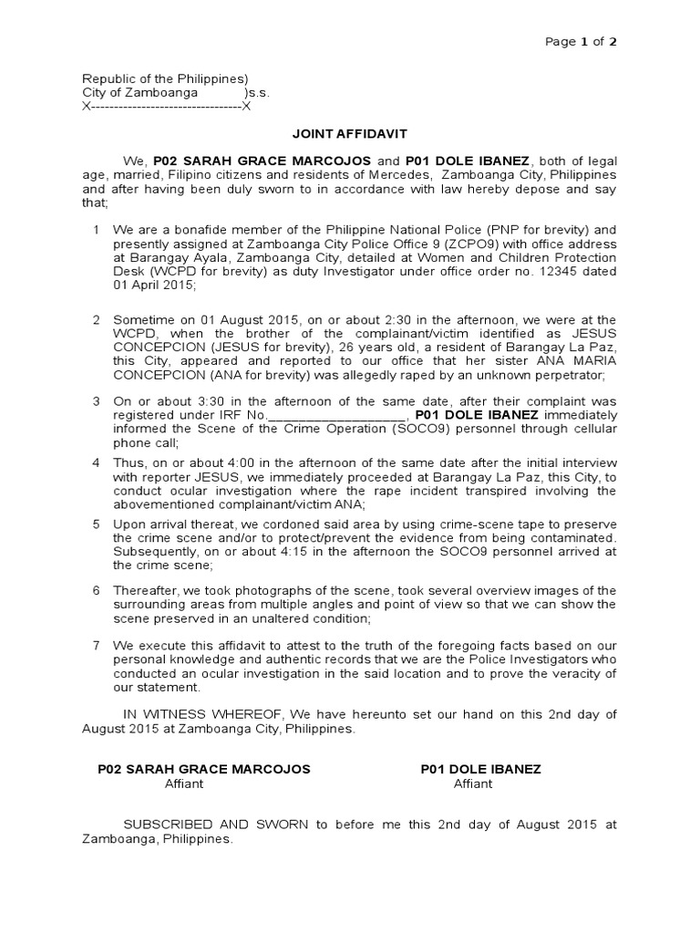 Joint Affidavit- Investigator | Affidavit | Law Enforcement