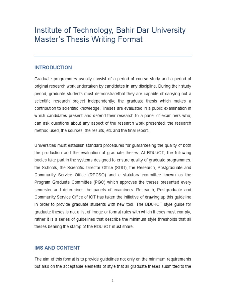 Thesis Writing Format For PG Students | PDF | Postgraduate Education ...