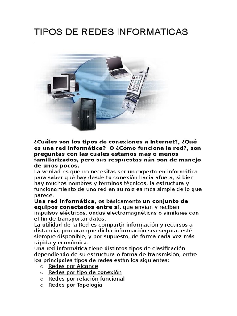 Tipos de Redes Informaticas | PDF | Red de computadoras | Datos de computadora