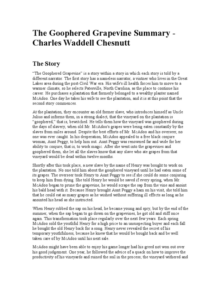 Eng 323 - The Goophered Grapevine | PDF | Plantations In The American ...