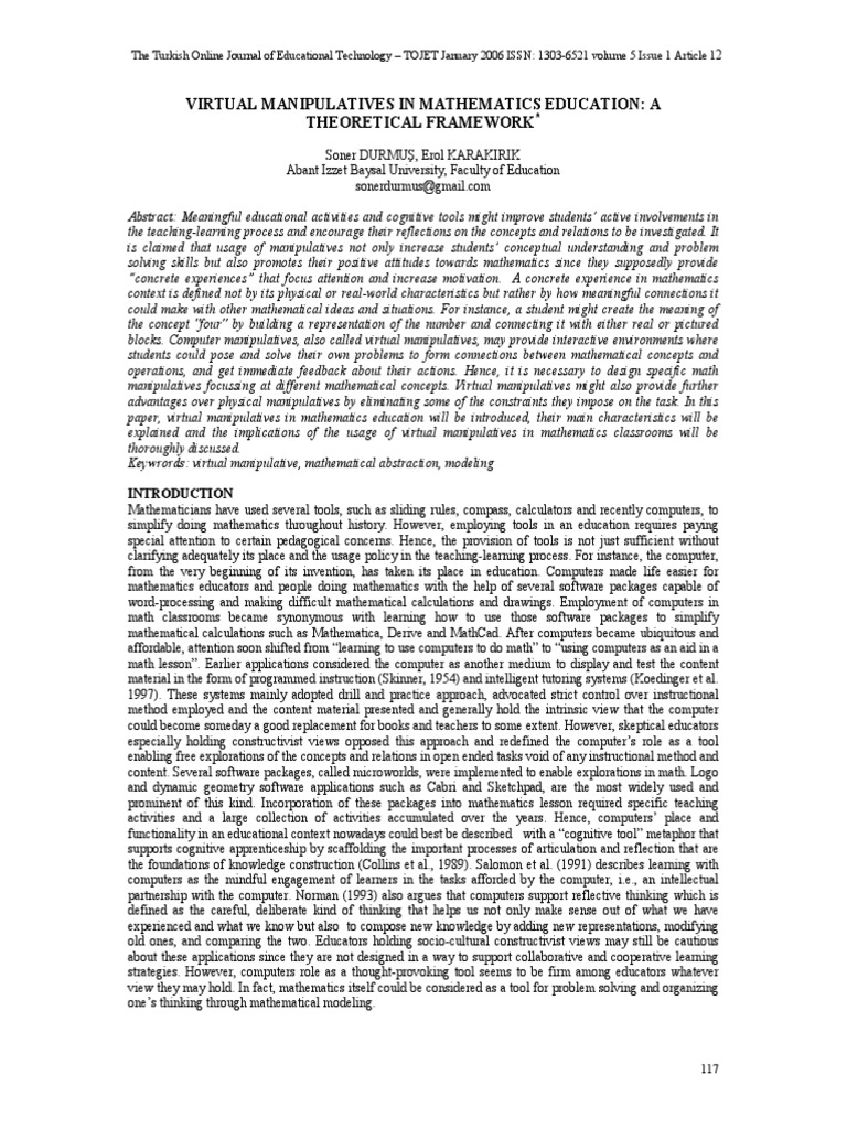 Virtual Manipulatives in Mathematics Education | PDF | Abstraction | Teaching Mathematics