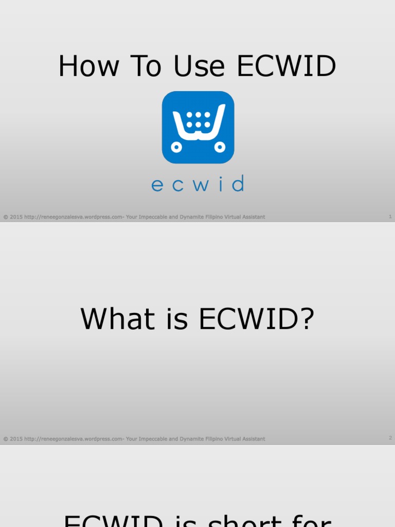 How To Use ECWID | PDF | Login | Online Shopping