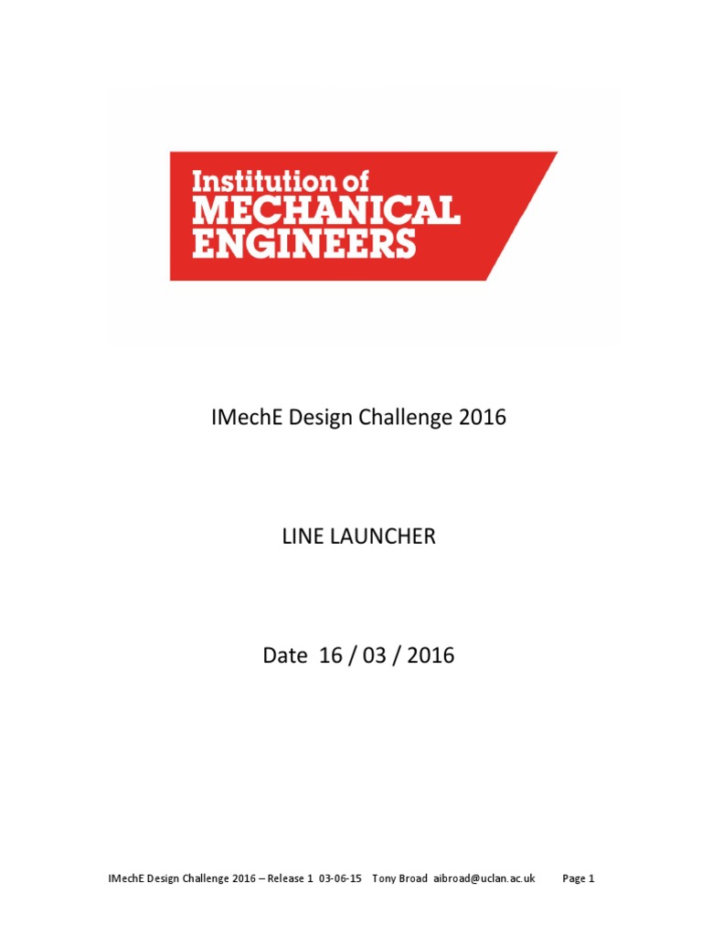 Imeche Design Challenge 2016 Specification | PDF | 3 D Printing | Design