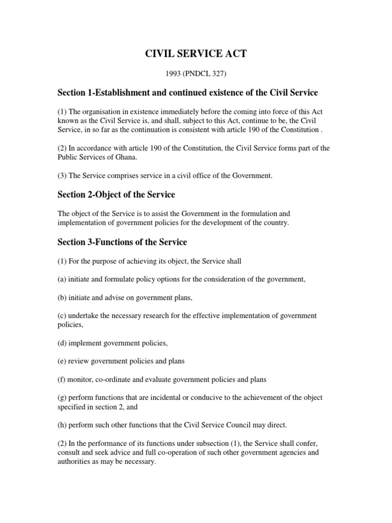 Ghana Civil Service Act 1993 Overview | PDF | Oath Of Office | Virtue