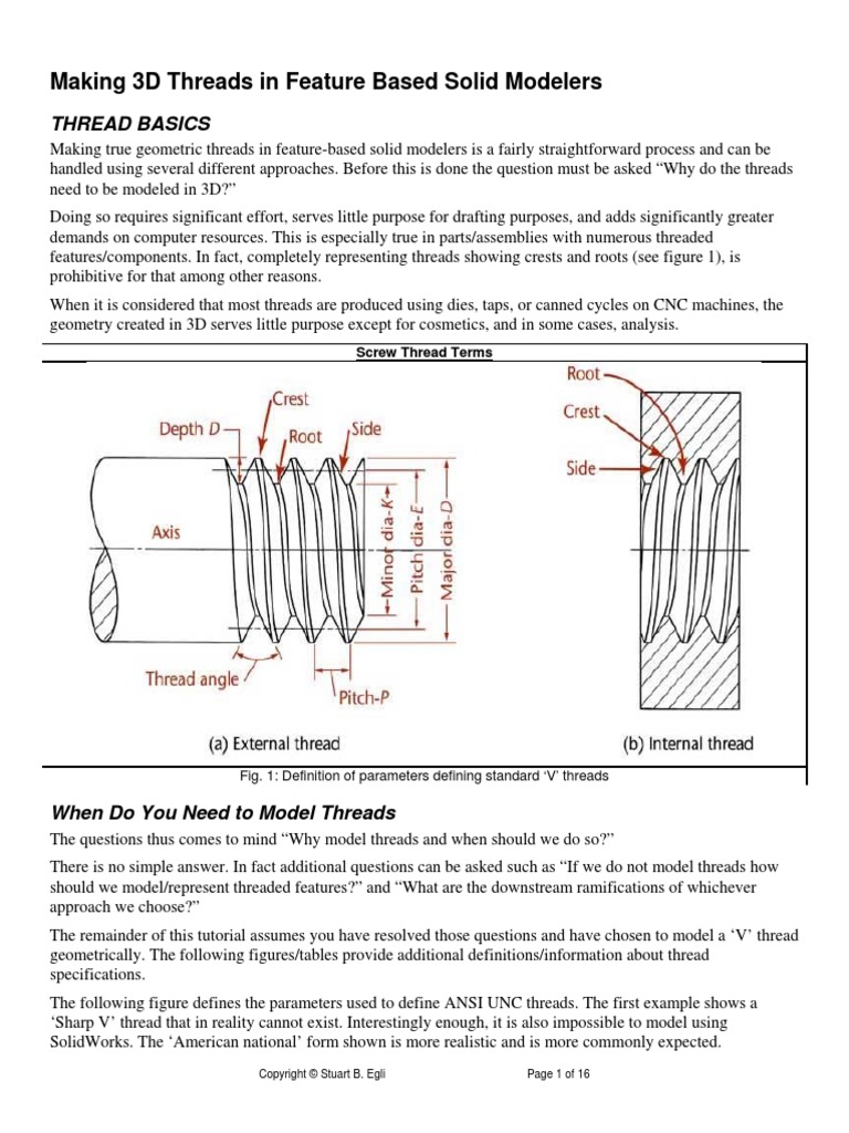 Making 3D Threads in Solidworks 2009 | PDF | Geometry | Teaching ...