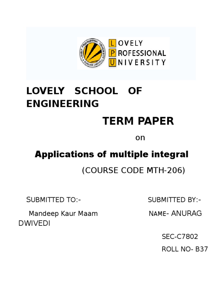Lovely School of Engineering: Term Paper | PDF | Integral | Function ...