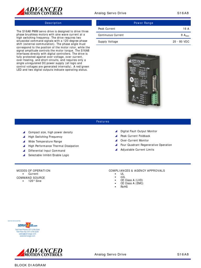 Advanced Motion Controls S16A8 | Download Free PDF | Power Supply | Amplifier