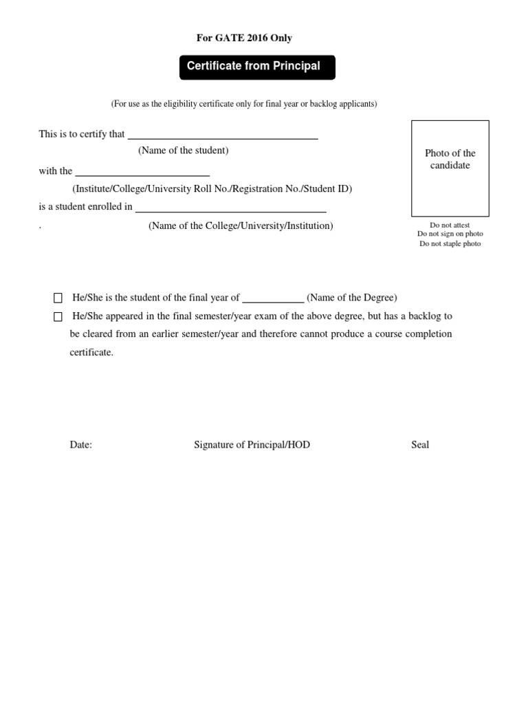 GATE 2016 Eligibility Certificate Template | PDF | Career & Growth