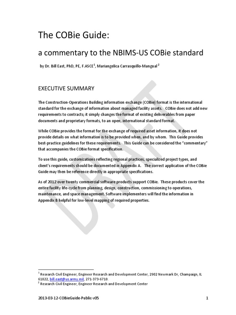 COBie Guide: Commentary and Best Practices | PDF | Building Information Modeling | General ...