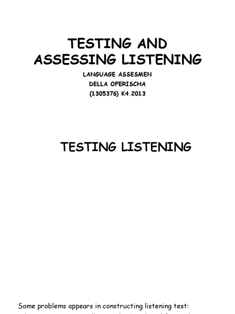 Assessing Listening Skills Effectively | PDF | Educational Assessment ...