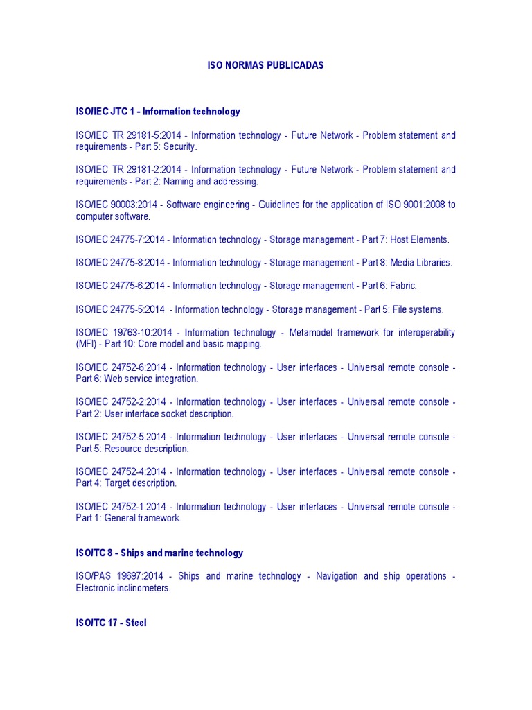 ISO Standards Overview 2014 | PDF | Communications Protocols | Portable ...