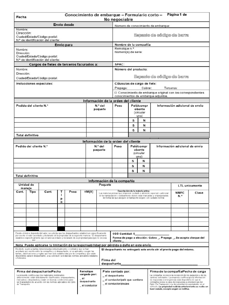 Conocimiento de Embarque | PDF
