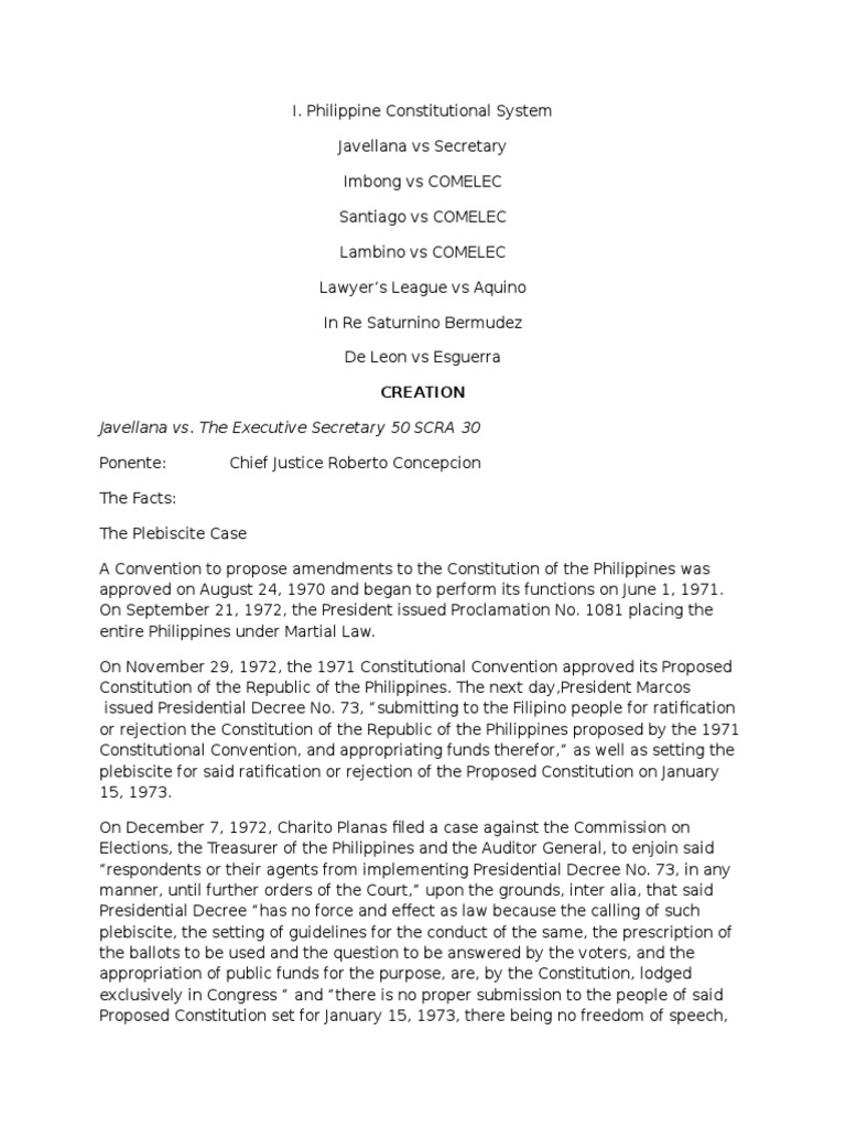 Constitutional Law 1 Case Digests | PDF | Initiative | Constitutional Amendment