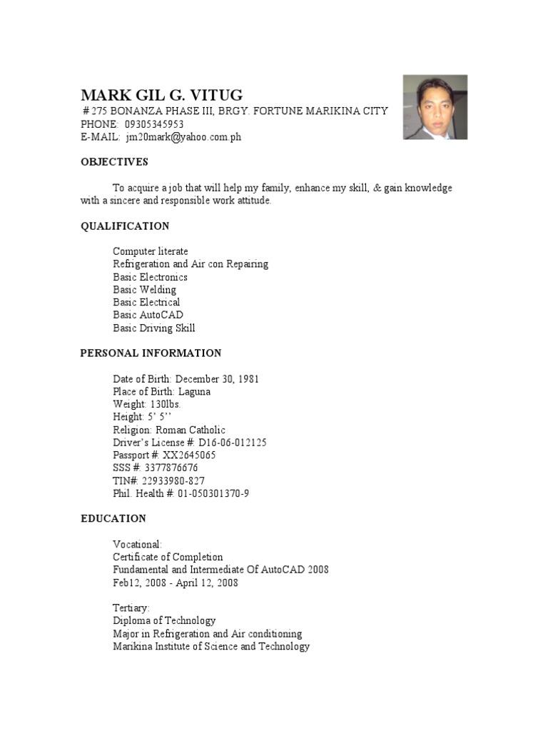 Resume New Mark-Gil-g-Vitug | PDF | Manila | Nature