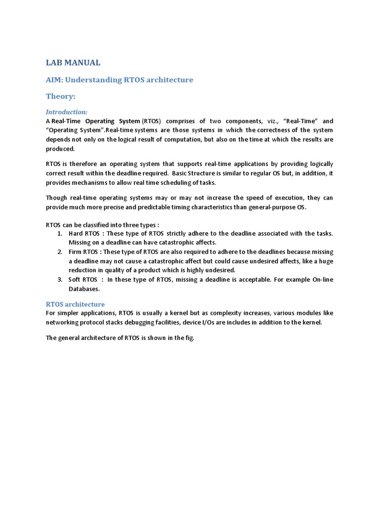 Lab Manual - RTOS Achitecture | PDF | Scheduling (Computing) | Kernel ... Lab Manual - RTOS Achitecture | PDF | Scheduling (Computing) | Kernel ...