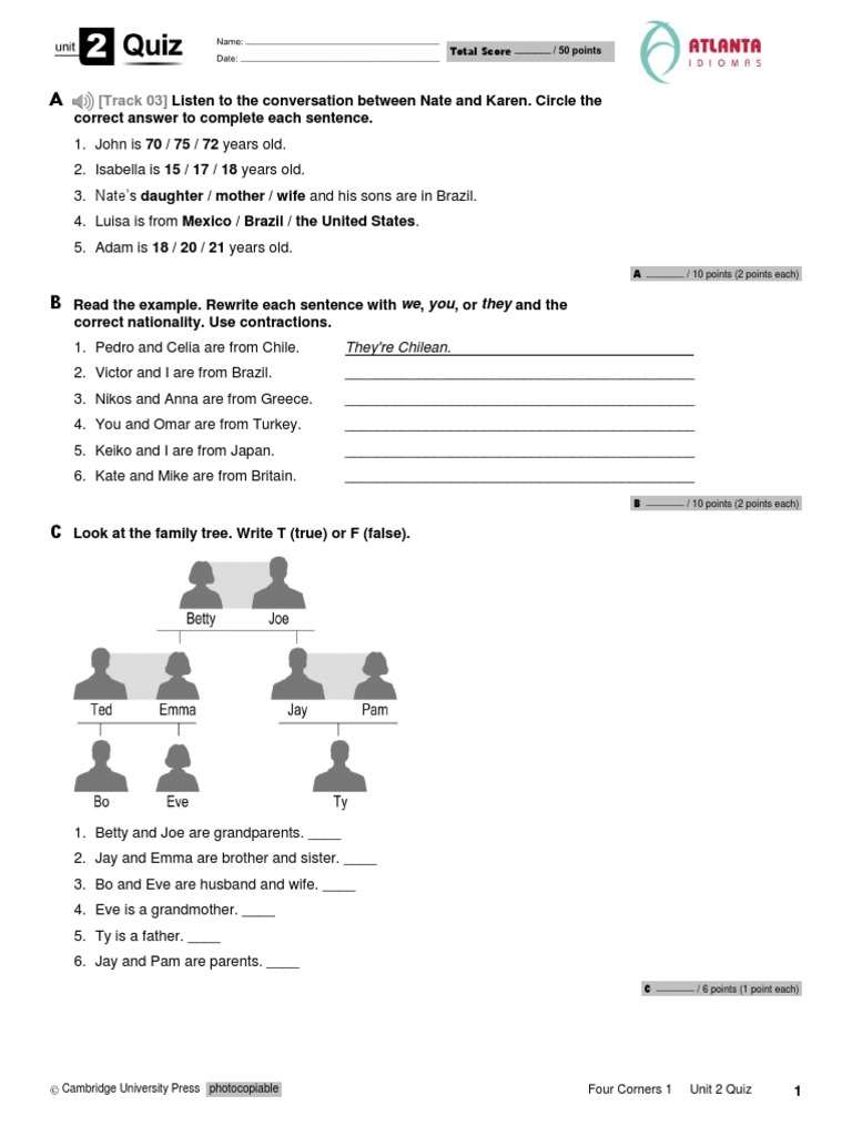 Four Corners 1 Quiz2