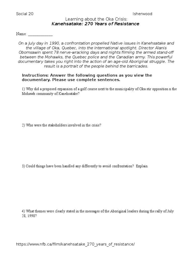 Learning About The Oka Crisis | PDF | Politics | Travel
