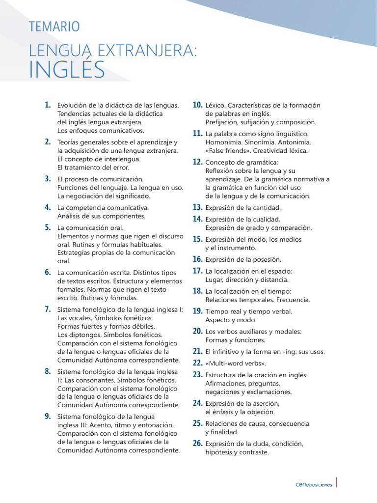 Temario Ingles | PDF | Fonología | Palabra