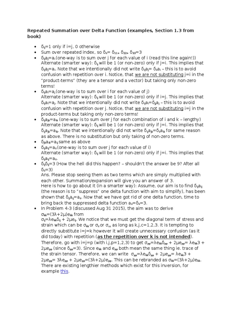 Kronecker Delta Summation Explained | PDF | Language Arts & Discipline