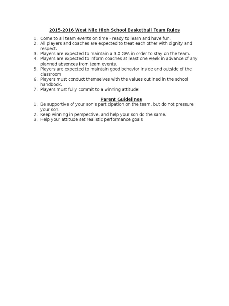 West Nile High School Basketball Rules | PDF | Sports & Recreation
