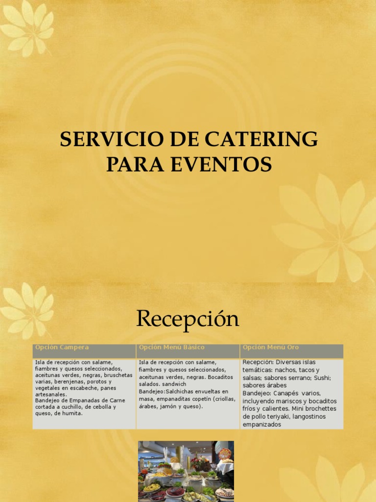 Servicio de Catering para Eventos | PDF | Postres | ensalada
