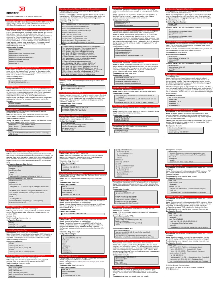 BrocadeConfigurationCheatSheet v0.6.2 | PDF | Network Switch ...