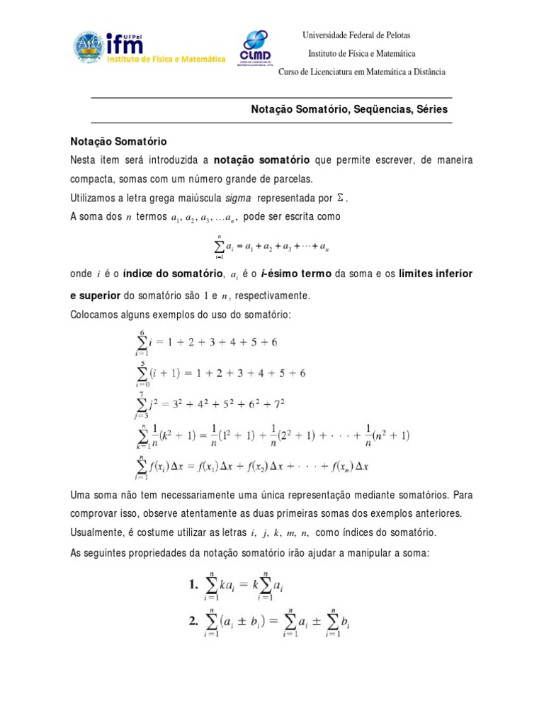 Somatorio Sequencias Series | PDF | Série (Matemática) | Sequência