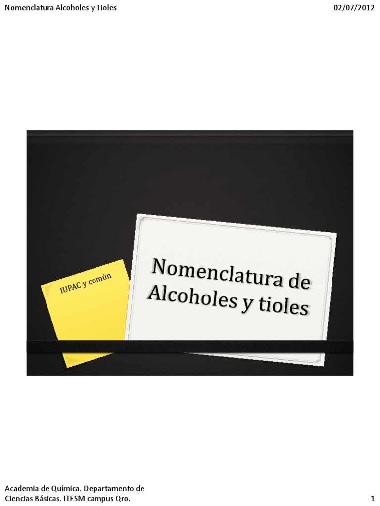 5 Nomenclatura Alcoholes y Tioles | PDF | Tiol | Alcohol