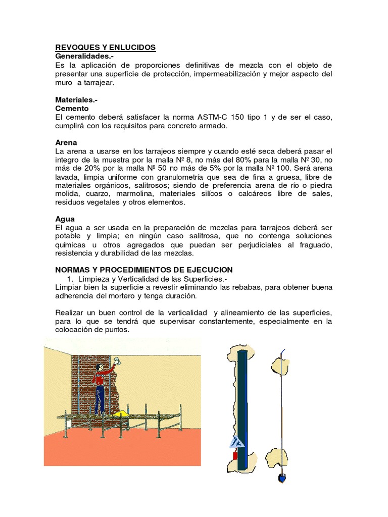 Tipos y Preparación de Revoques Enlucidos | PDF | Cemento | Pintar