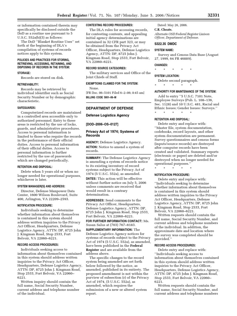 Notice: Privacy Act Systems of Records | PDF | United States Department ...