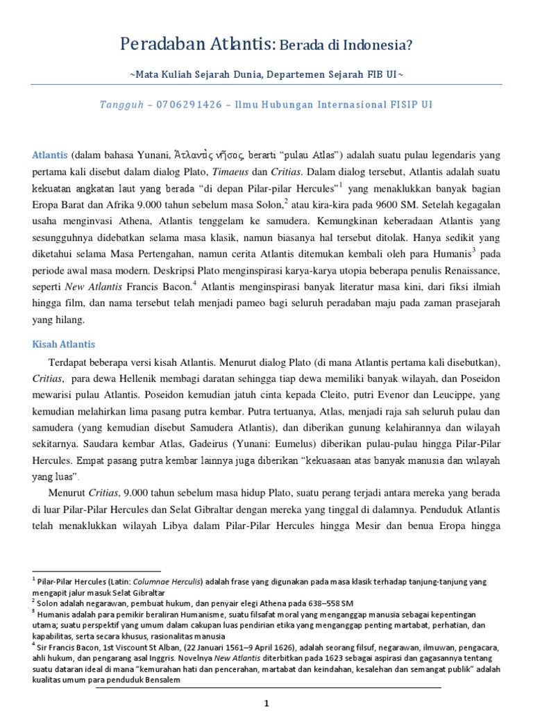 Peradaban Atlantis Sejarah Dunia | PDF