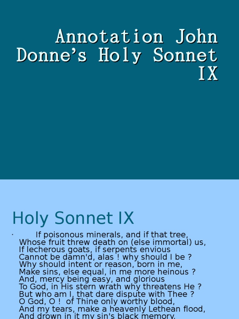 Annotation John Donne's Holy Sonnet IX | PDF | Thou | Poetry