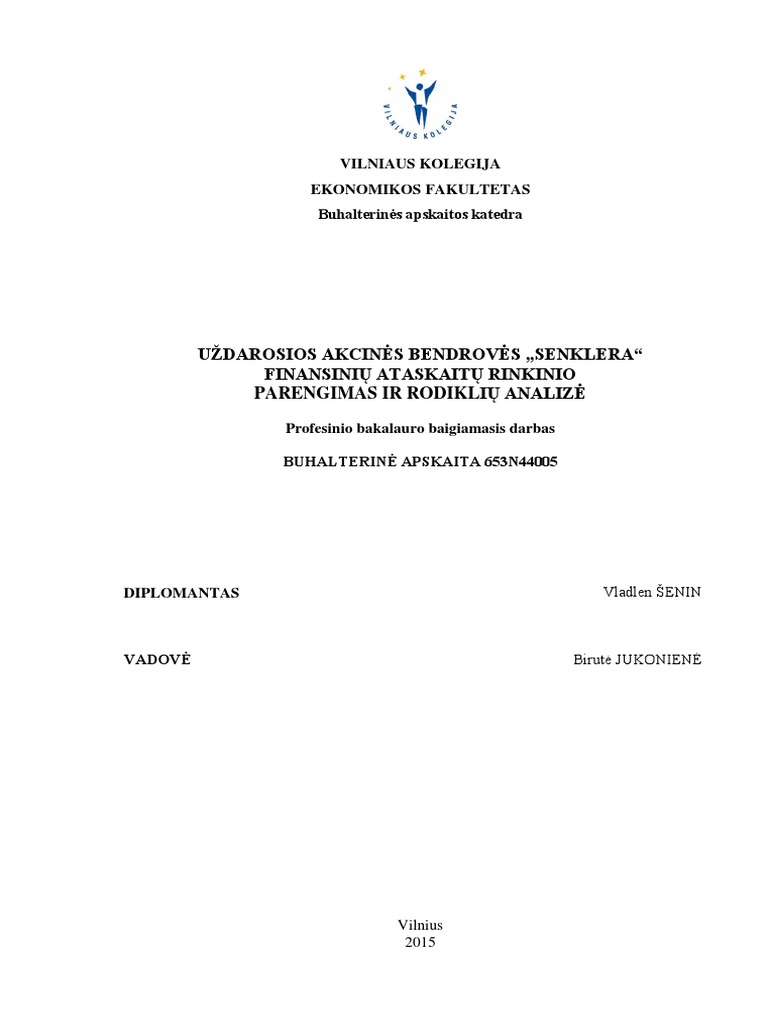 Finansinių Ataskaitų Rinkinio Parengimas Ir Rodiklių Analizė | PDF