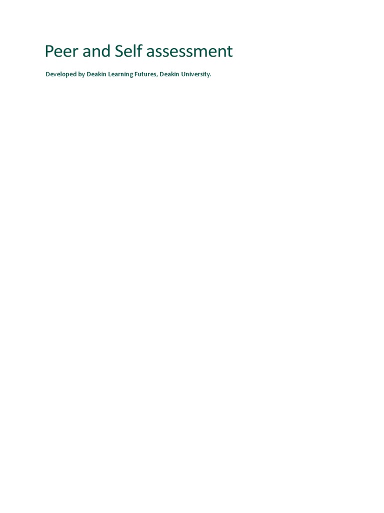Peer and Self Assessment | PDF | Educational Assessment | Rubric (Academic)