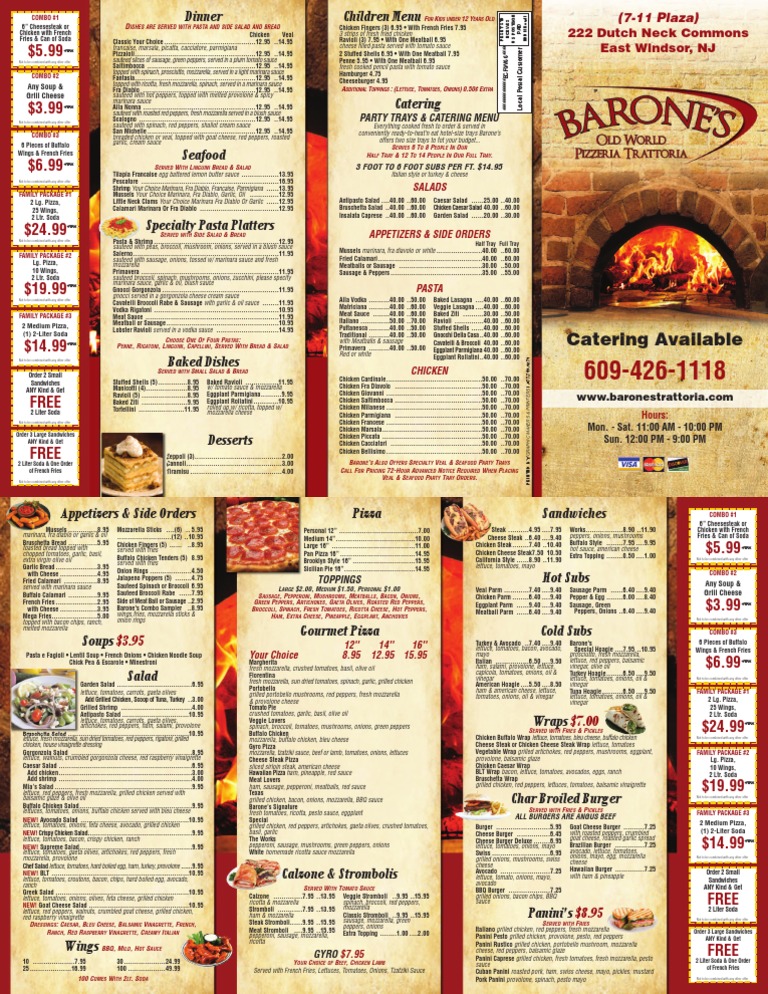 Barones Menu Pizza Italian | PDF | Italian Cuisine | Convenience Food