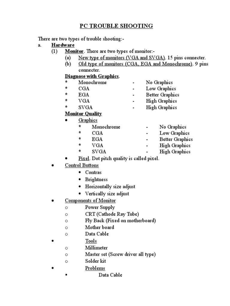 PC Troubleshooting | PDF | Read Only Memory | Bios