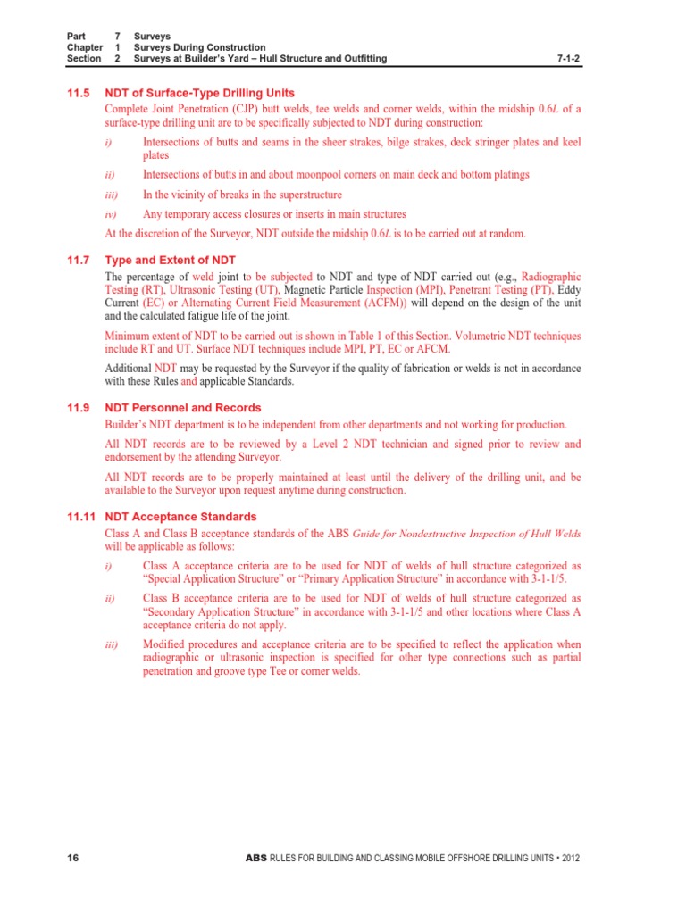 Abs Rule NDT Plan - 12-1100 | PDF | Nondestructive Testing | Welding