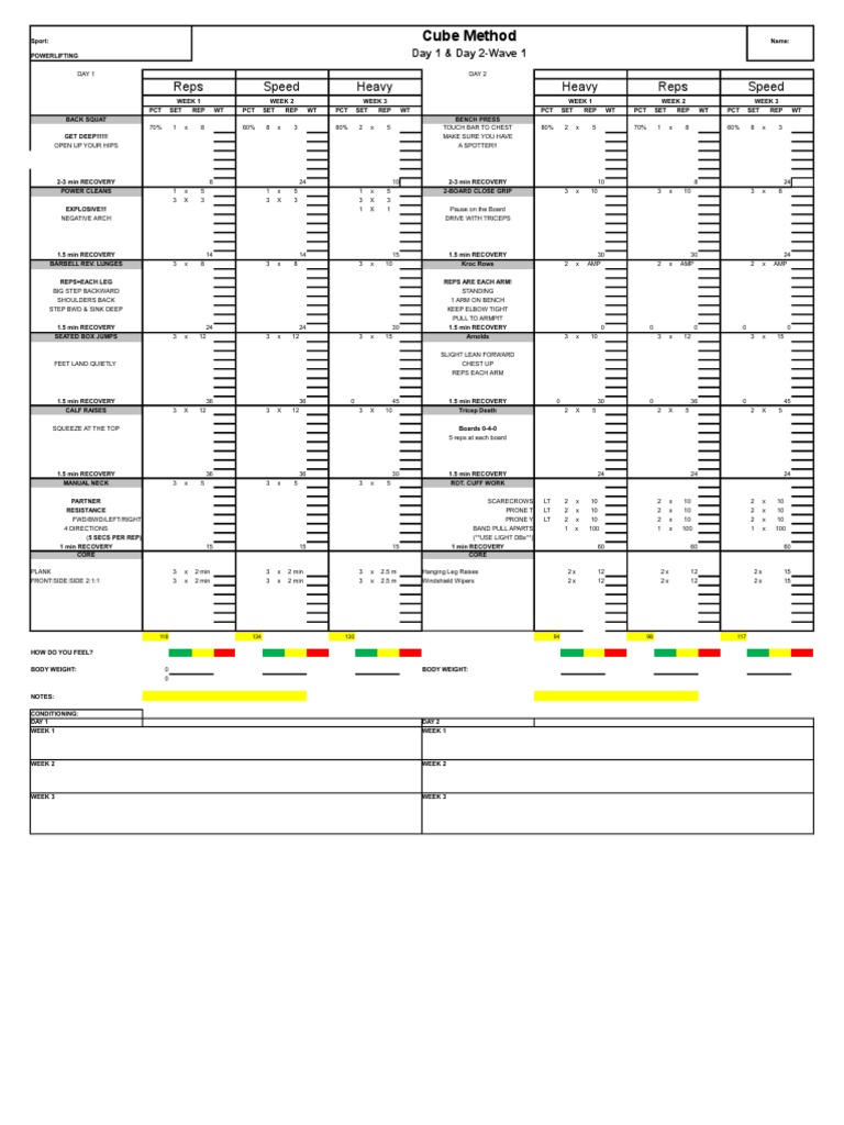 Cube Method Spreadsheet - Brandon Lilly | PDF | Weight Training ...