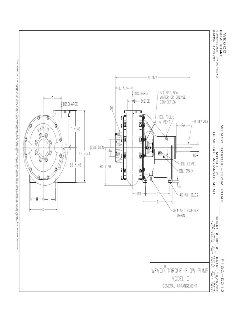 Dimensiones Bombas Wemco Torque Flow | PDF