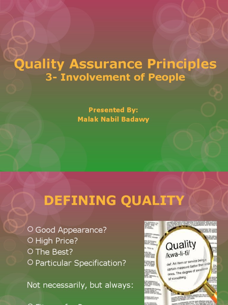 Involvement of People-Quality Assurance Principles | Quality Assurance ...