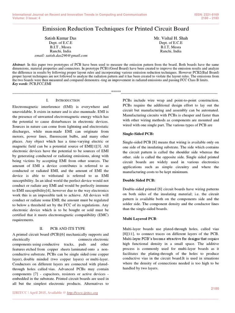 Emission Reduction Techniques For Printed Circuit Board Pdf Printed Circuit Board