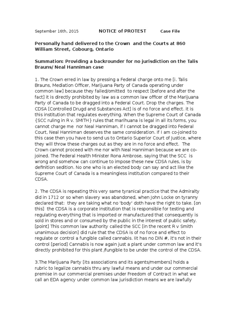 Draft of Notice | PDF | Jurisdiction | Common Law