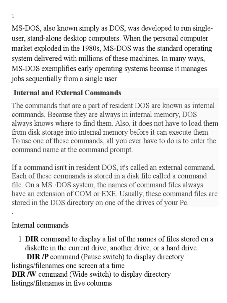 Internal and External Commands | PDF | Floppy Disk | Computer File