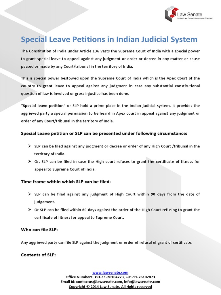 Special Leave Petition Format For SC of India | PDF | Supreme Courts ...