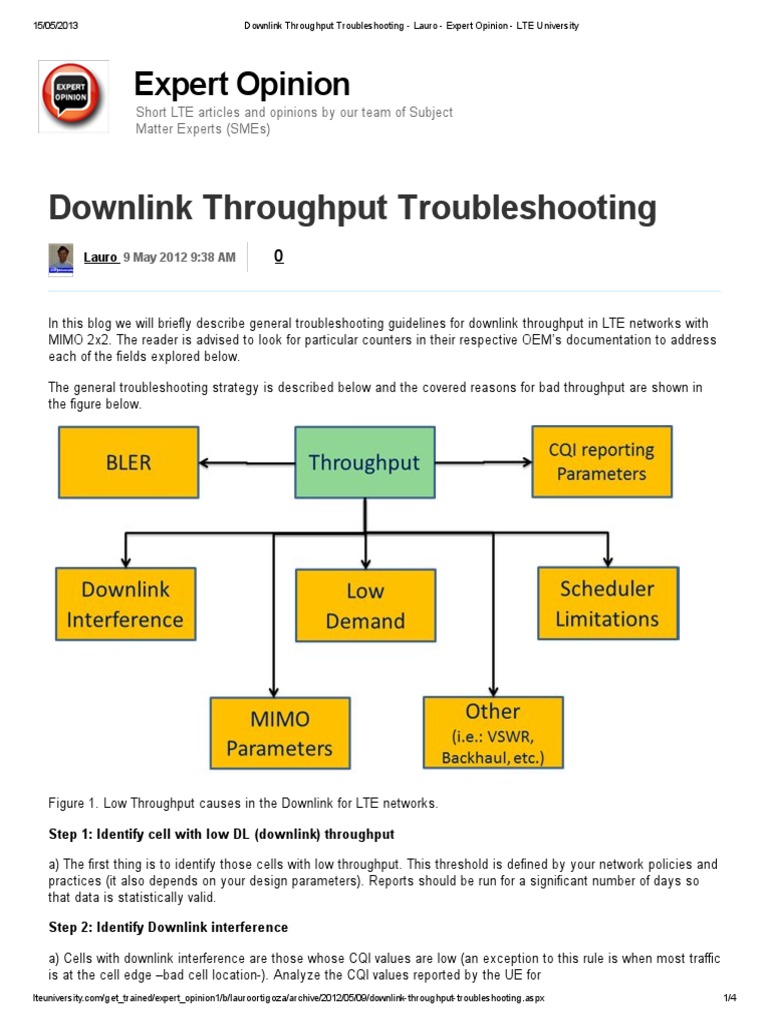 Downlink Throughput Troubleshooting - Lauro - Expert Opinion - LTE University | PDF | Scheduling ...