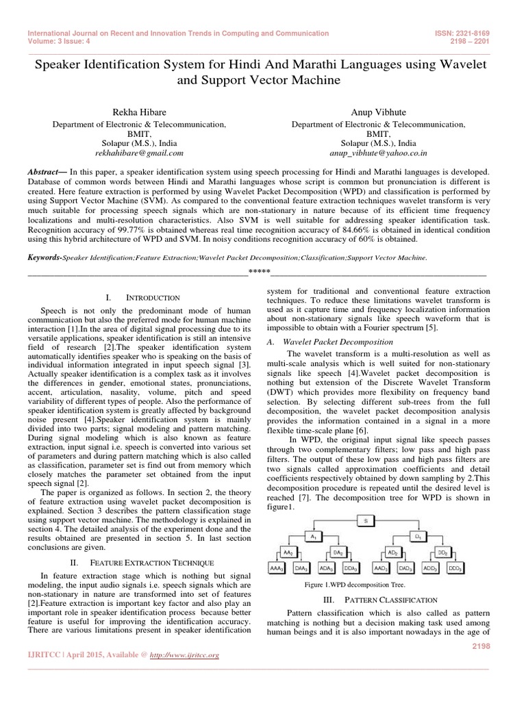 Speaker Identification System For Hindi and Marathi Languages Using ... Speaker Identification System For Hindi and Marathi Languages Using ...