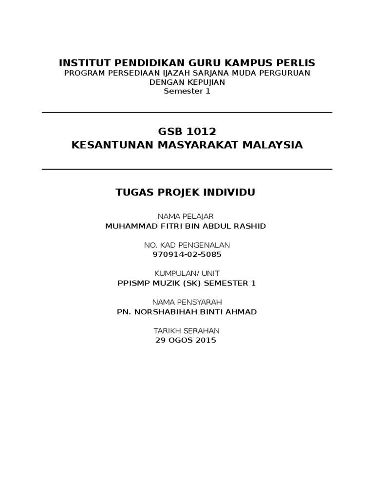 Muka Hadapan Assignment | PDF