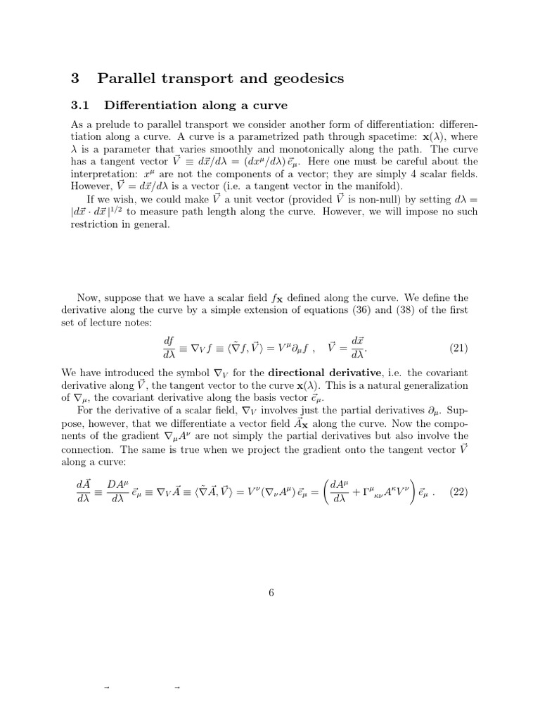 Parallel Transport and Geodesics in General Relativity | PDF | Calculus ...
